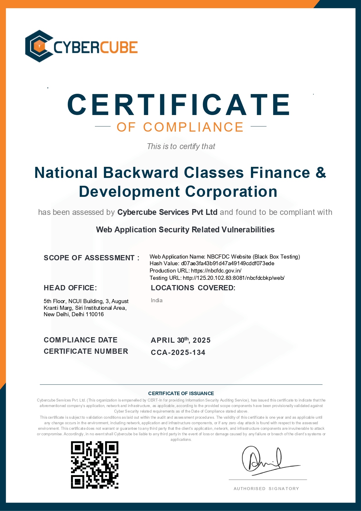 Certification New | NBCFDC